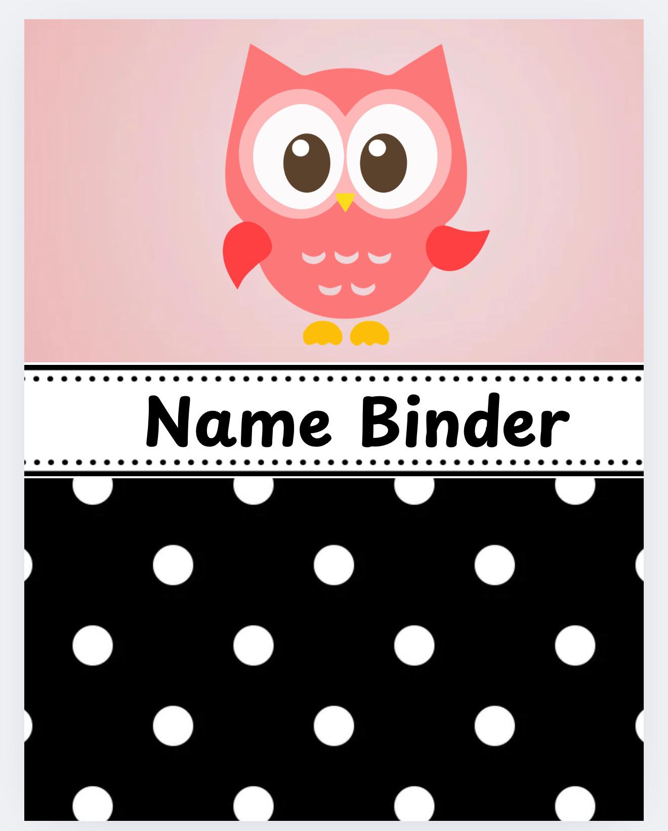 Editable Owl Binder Cover | Cute Polka Dot Binder Insert | Printable ...