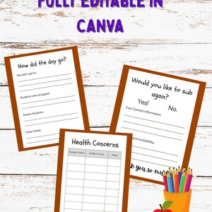 Editable Substitute Binder | Printable Sub Folder | Teacher Emergency ...