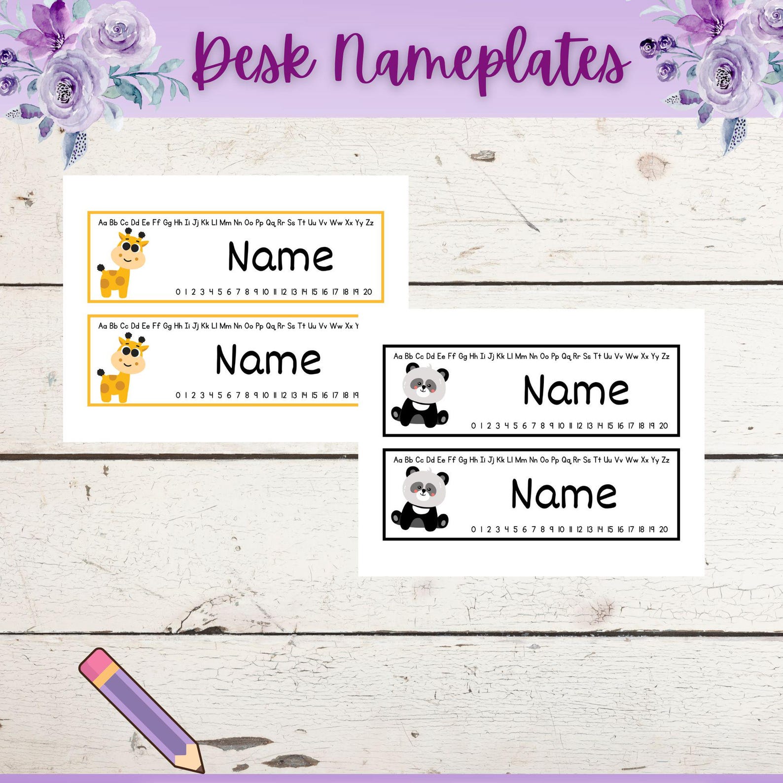 Zoo Animal Desk Nameplates | Editable Name Tags for Classroom Desks ...