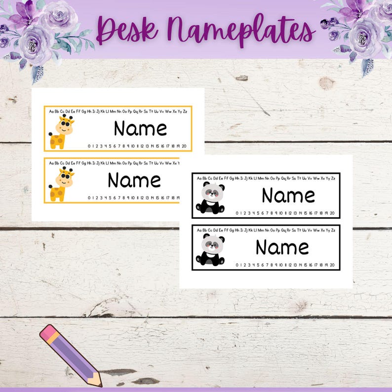 Zoo Animal Desk Nameplates | Editable Name Tags for Classroom Desks ...