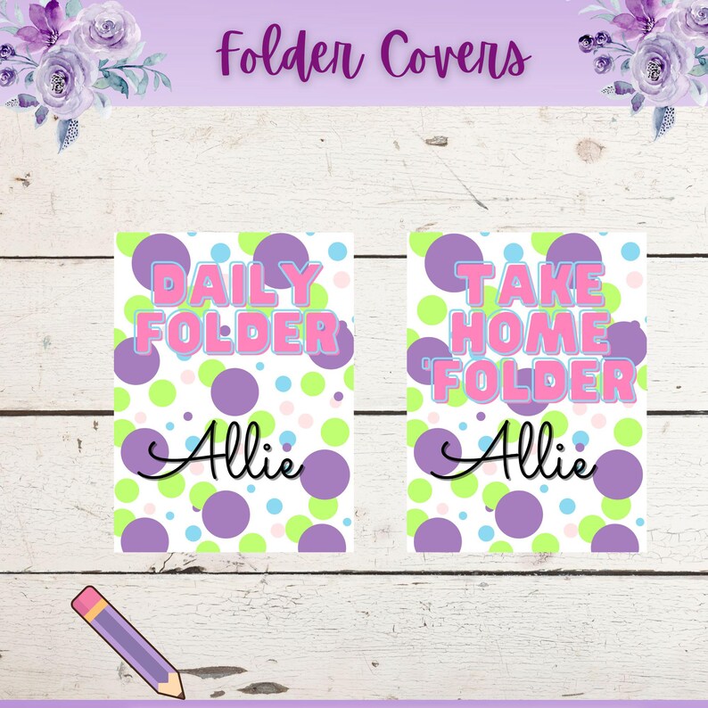 Editable Polka Dot and Colorful Folder Cover | Cute Polka Dot Binder ...
