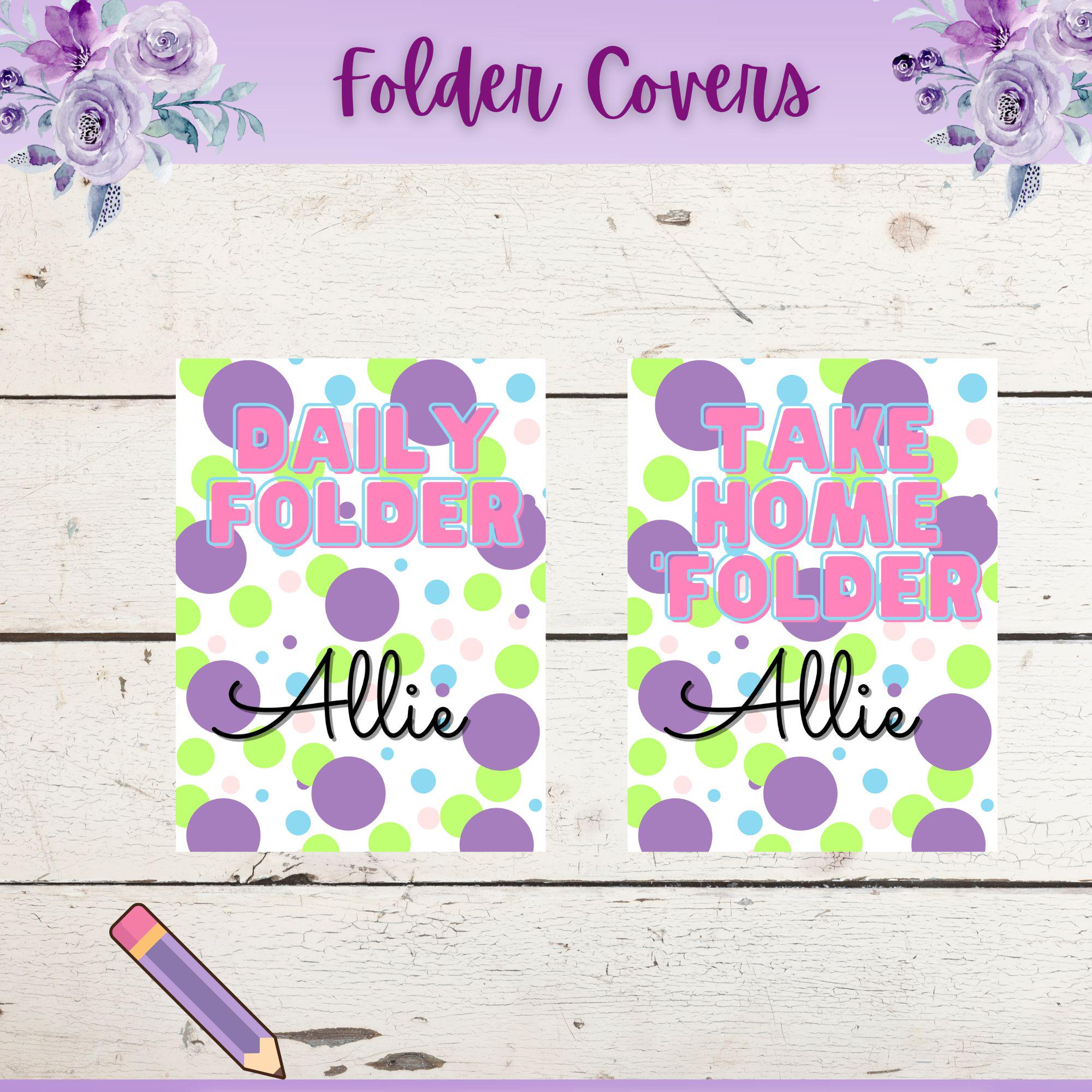 Editable Polka Dot and Colorful Folder Cover | Cute Polka Dot Binder ...