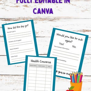 Editable Substitute Binder | Printable Sub Folder | Teacher Emergency ...