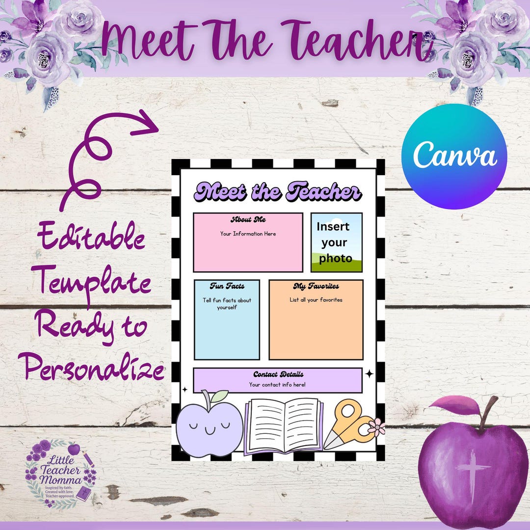 Cute Meet the Teacher Template | Editable Canva | Back to School ...