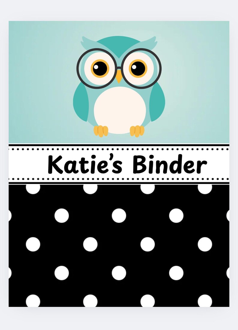 Editable Owl Binder Cover | Cute Polka Dot Binder Insert | Printable ...
