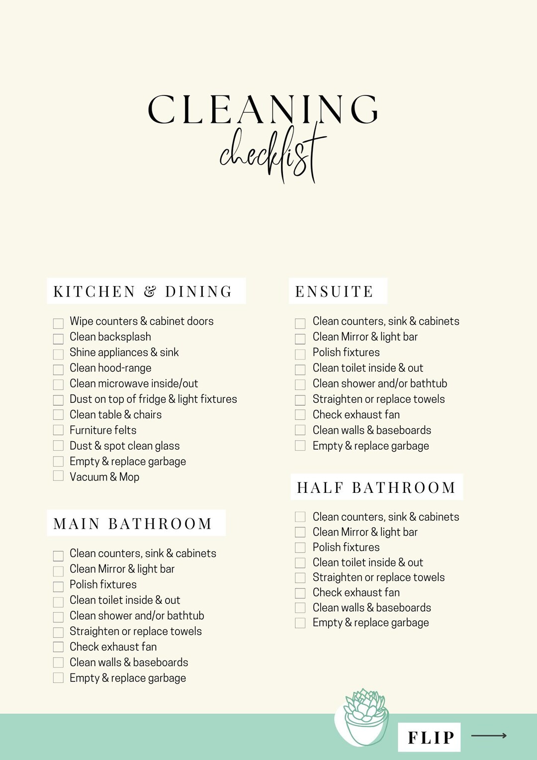 Cleaning Checklist - Etsy