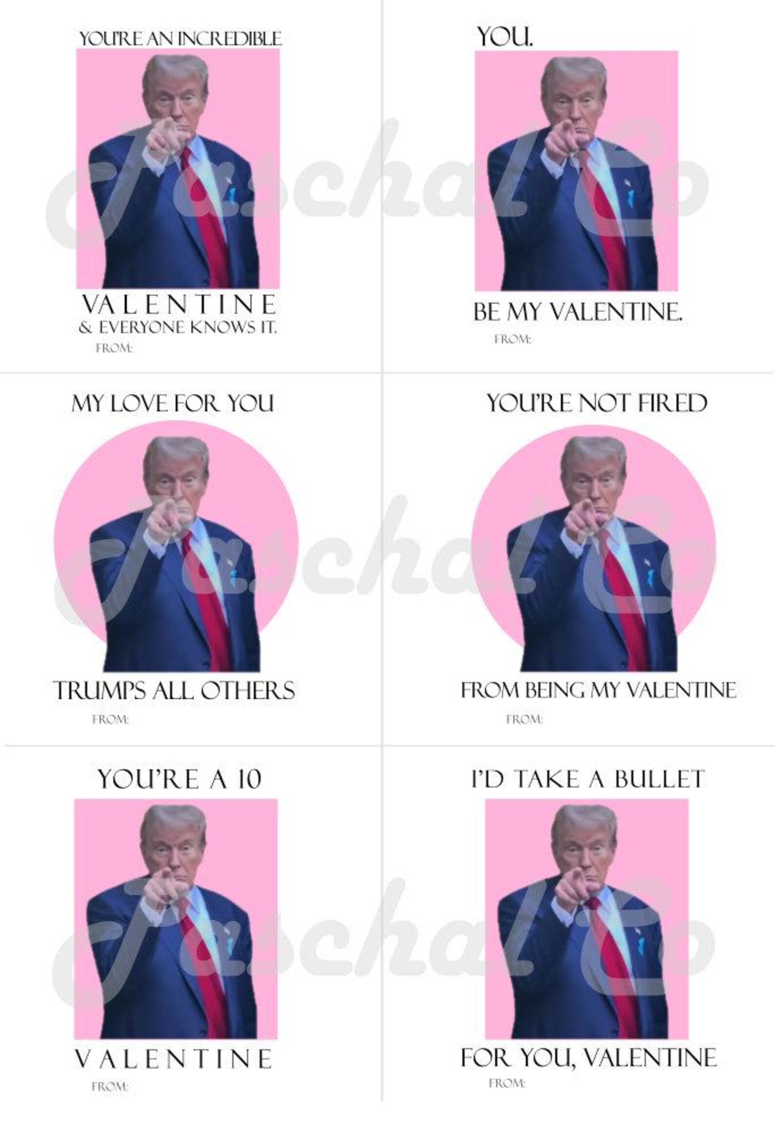 Trump Valentine Cards, Printable Bundle PDF, Funny Trump Valentines ...