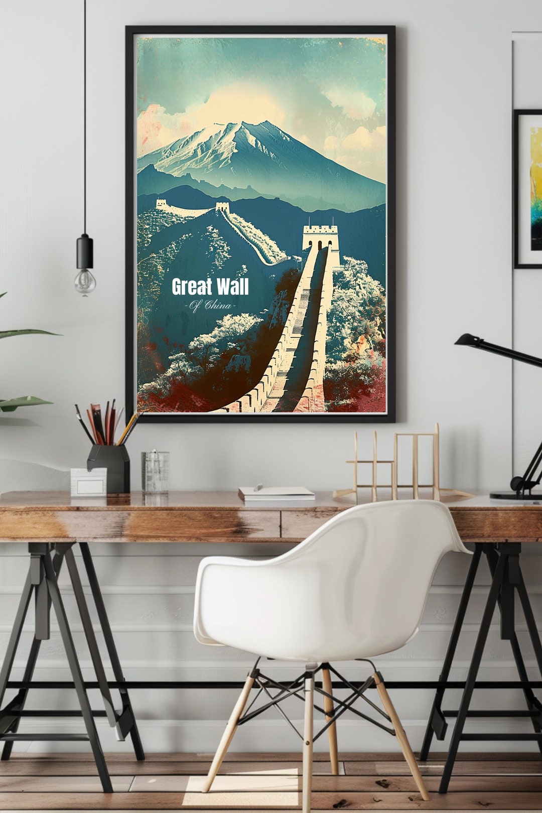 Great Wall of China Art Posters Wall Art. Retro Poster. Vintage Poster ...
