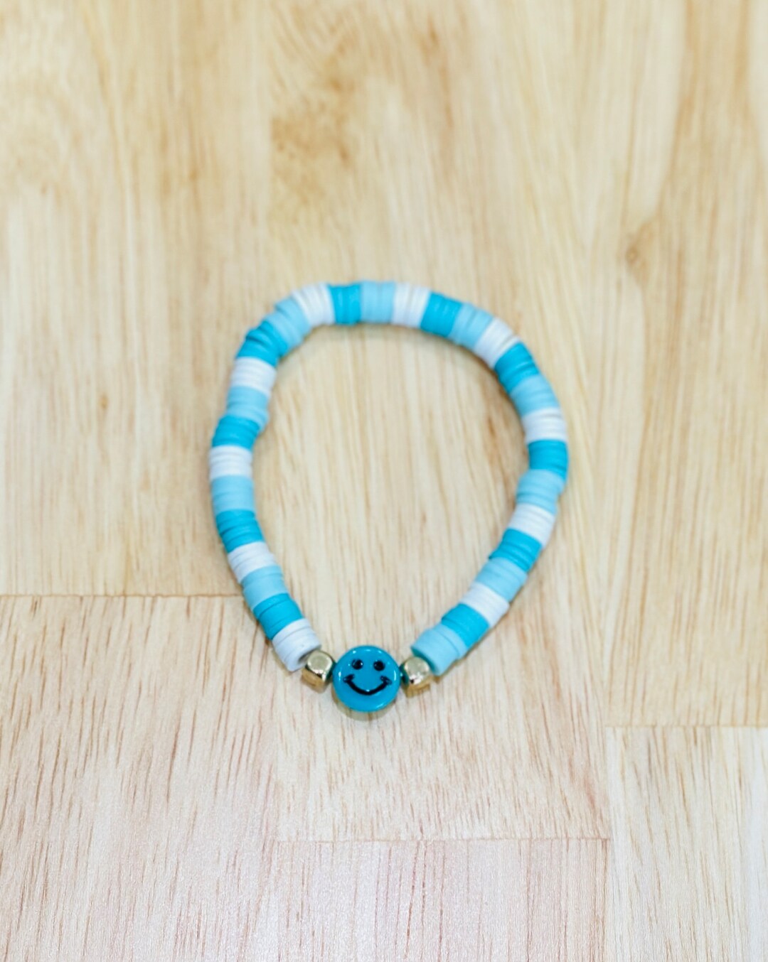 Pink/blue Smiley Face Clay Bead Bracelt - Etsy
