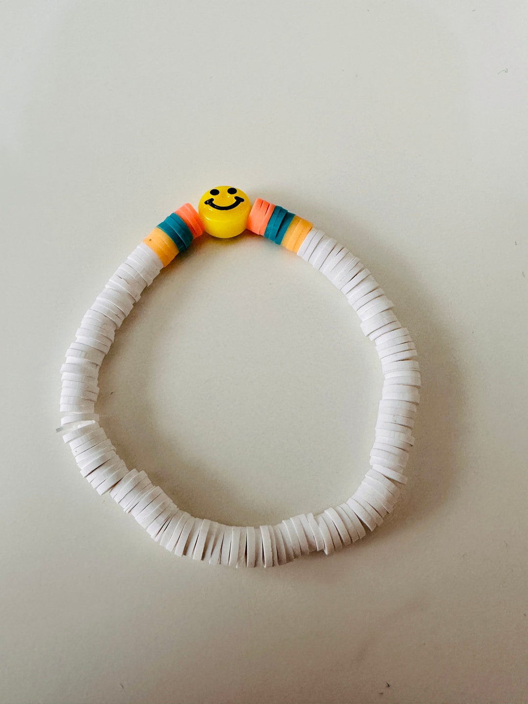Smiley Face Clay Bead Bracelet - Etsy