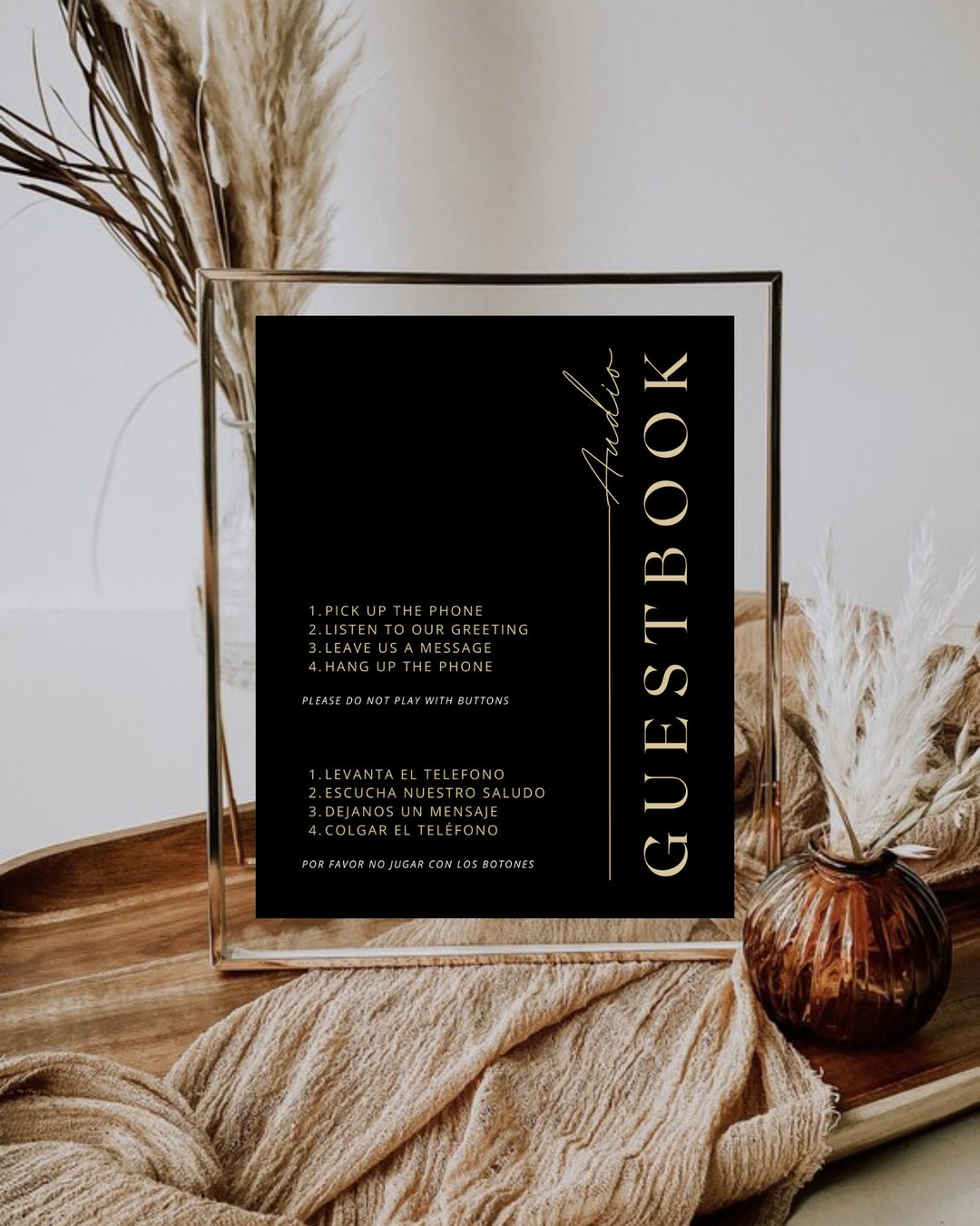 Bilingual Audio Guestbook Sign: Spanish and English (printable) - Etsy