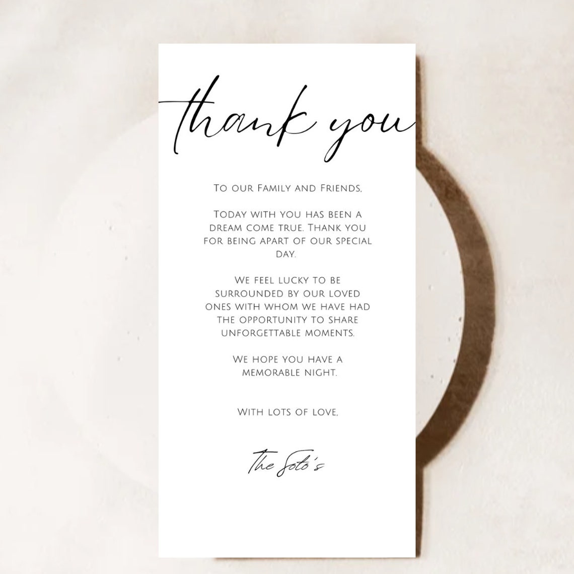 Bilingual Thank You Place Card Template (digital Download) - Etsy