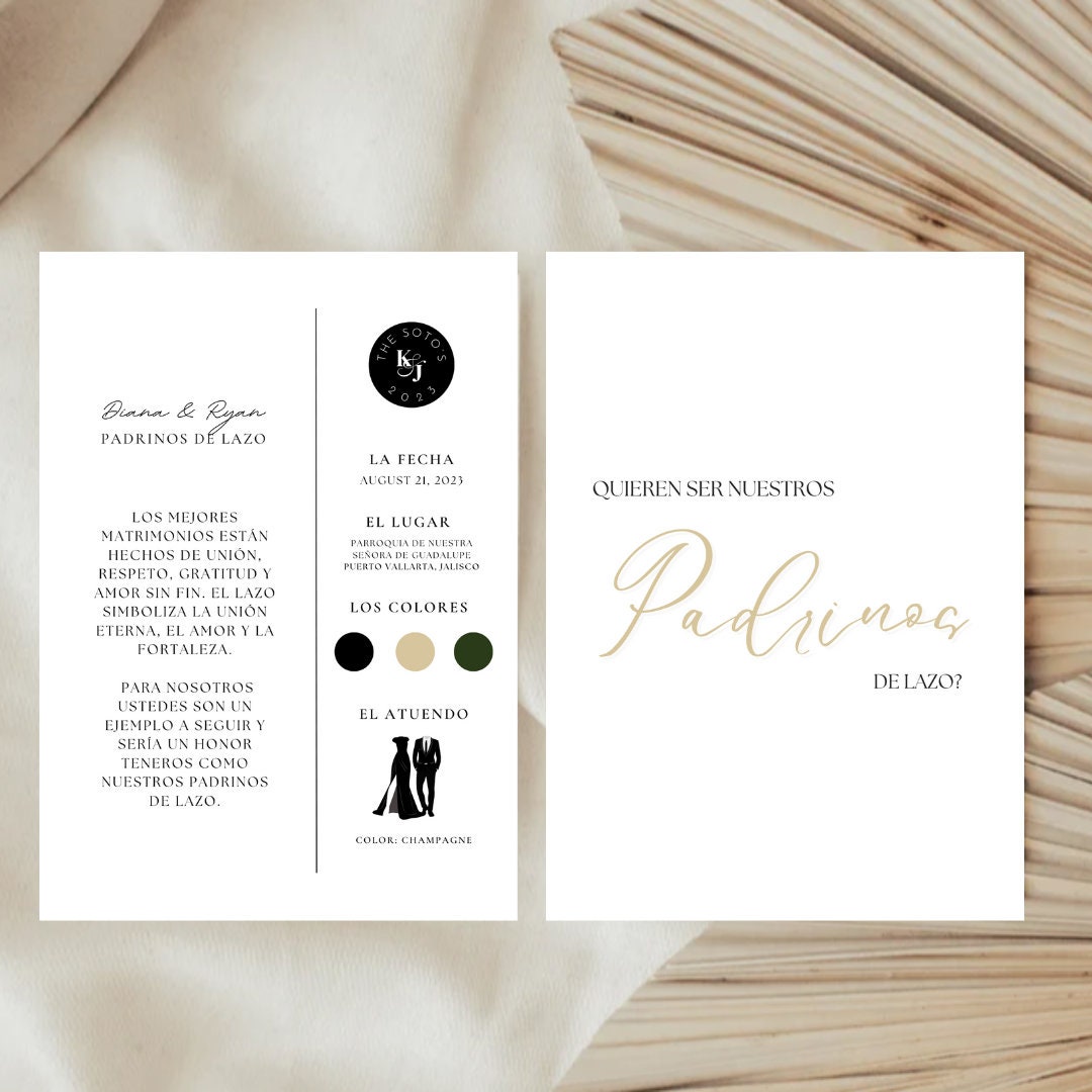 Spanish Padrinos De Lazo Template: Customizable and Ready-to-use ...