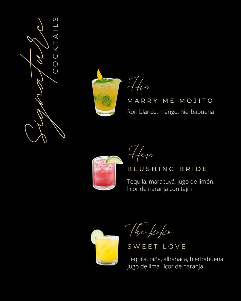 Printable Cocktail Sign | Editable Signature Cocktail Template | Event ...