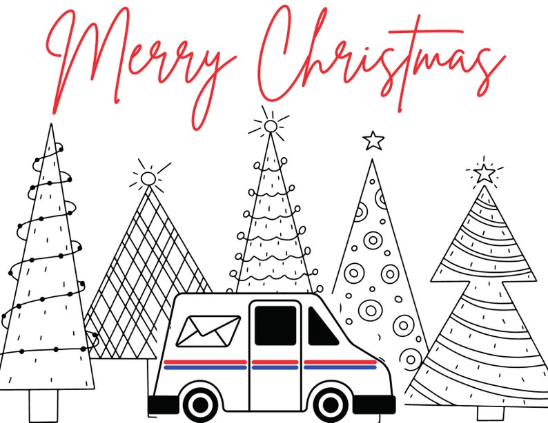 Mail Carrier Christmas Card, Letter Carrier, Merry Christmas, Happy ...