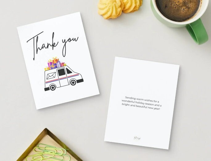 Mail Carrier Thank You Card, Letter Carrier, Thank You Card for Postal ...