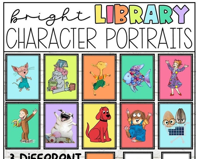 Brights Classroom Library Book Character Portraits for Character ...