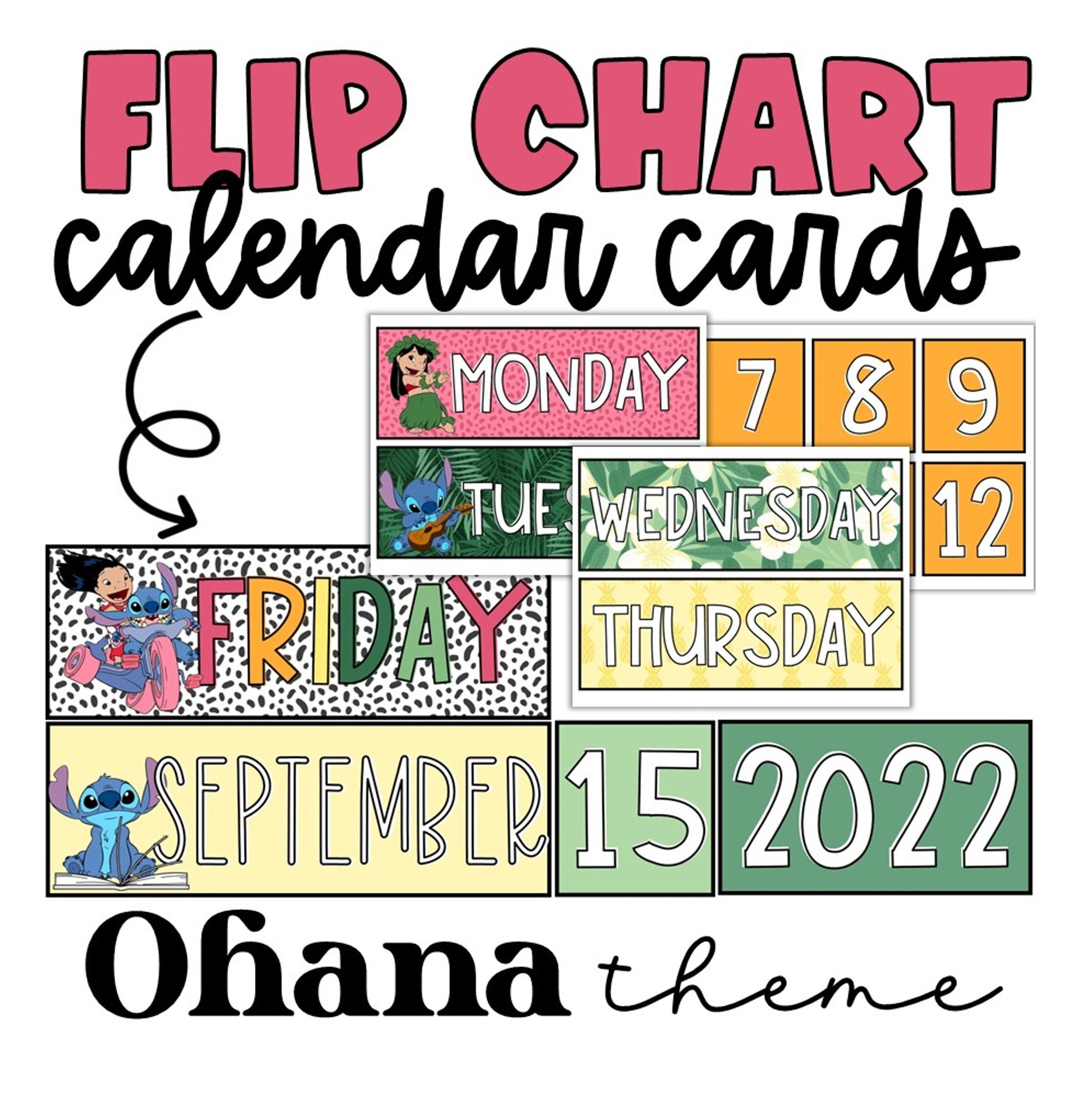 Ohana Tropical Themed Printable Flip Date Daily Calendar Cards - Etsy