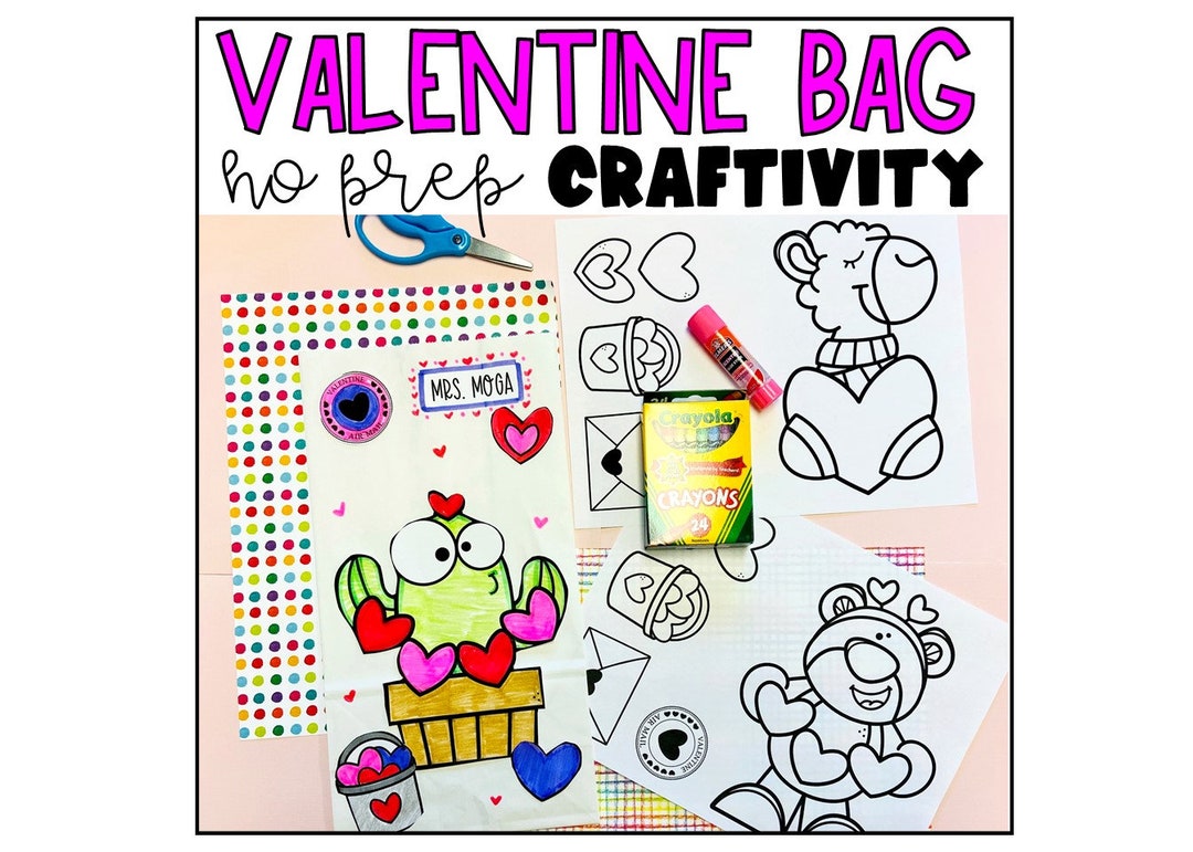 Printable No-prep Valentine's Day Bag Craft Easy for Party Bag Box - Etsy