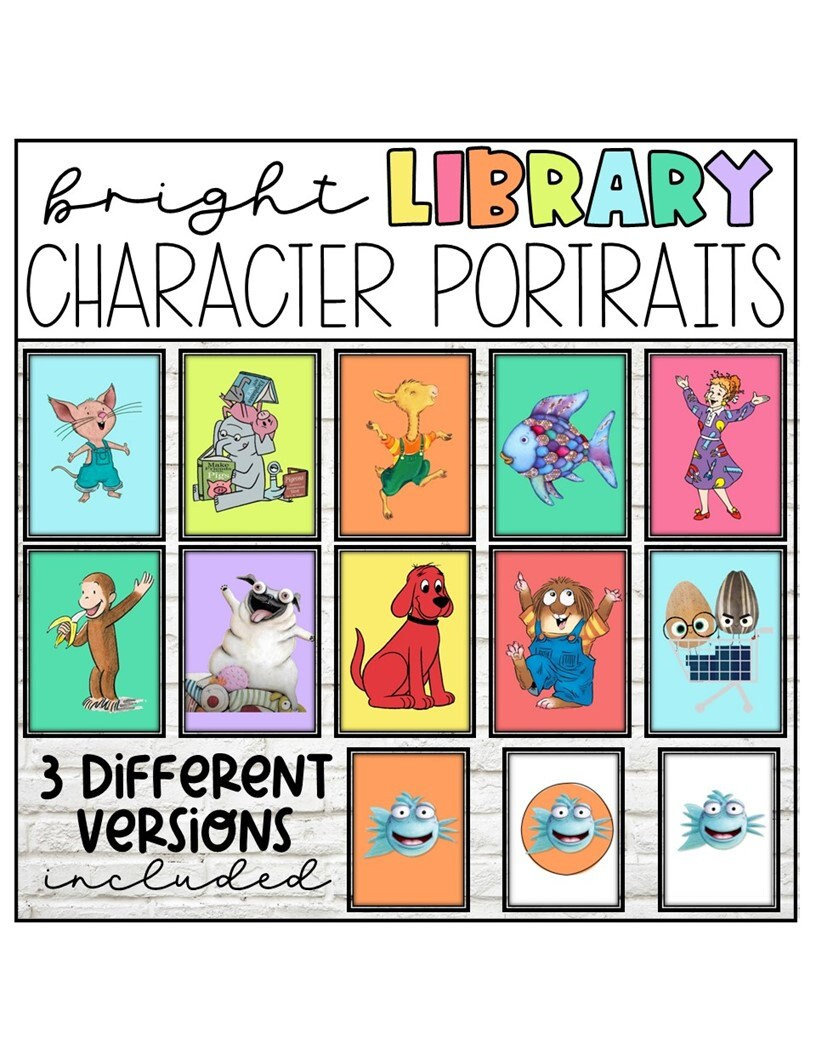Brights Classroom Library Book Character Portraits for Character ...
