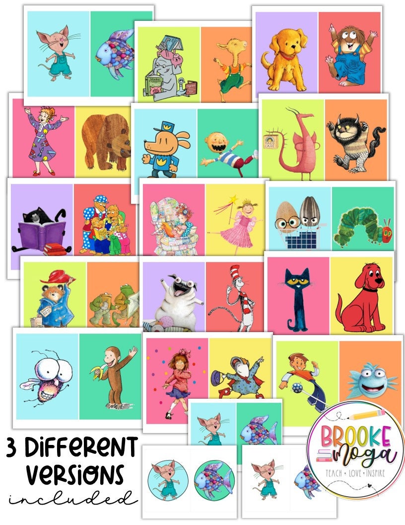 Brights Classroom Library Book Character Portraits for Character ...