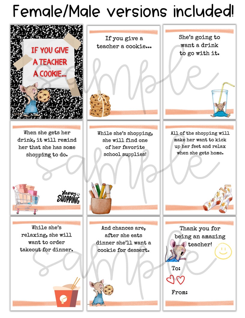 Fun Printable Give a Teacher a Cookie Appreciation End of Year Teacher ...
