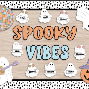 Spooky Vibes Retro Halloween Printable Classroom Bulletin Board Kit - Etsy
