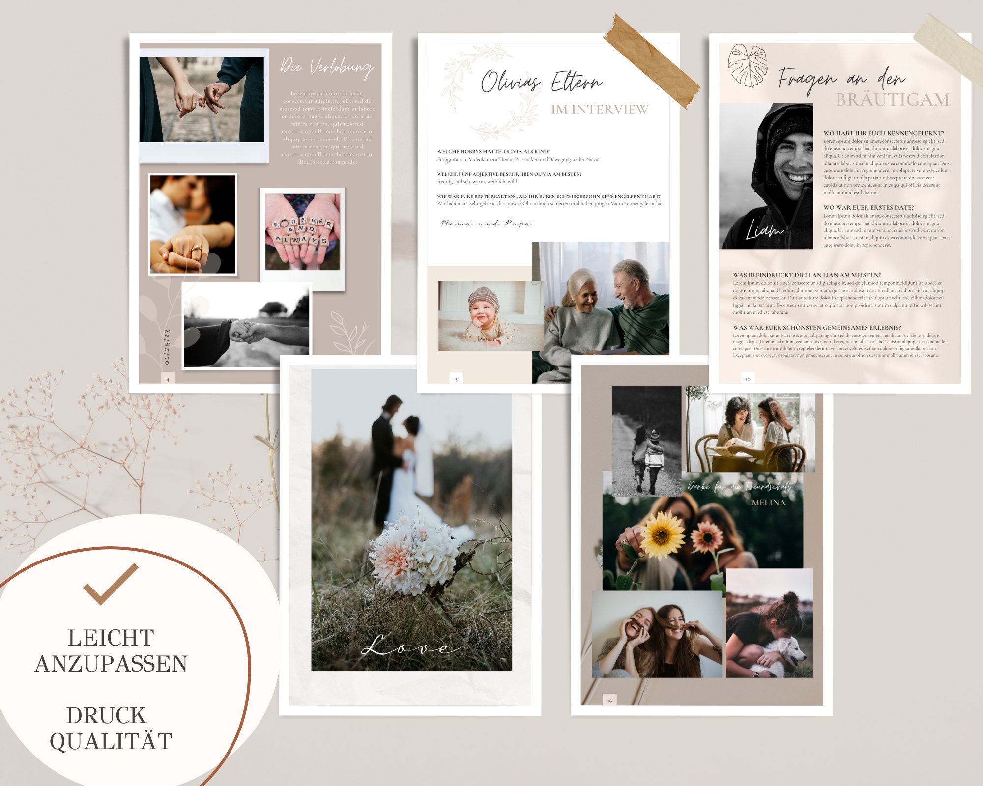 Hochzeitszeitung / Hochzeitsmagazin Boho digital ganz einfach anpassen ...