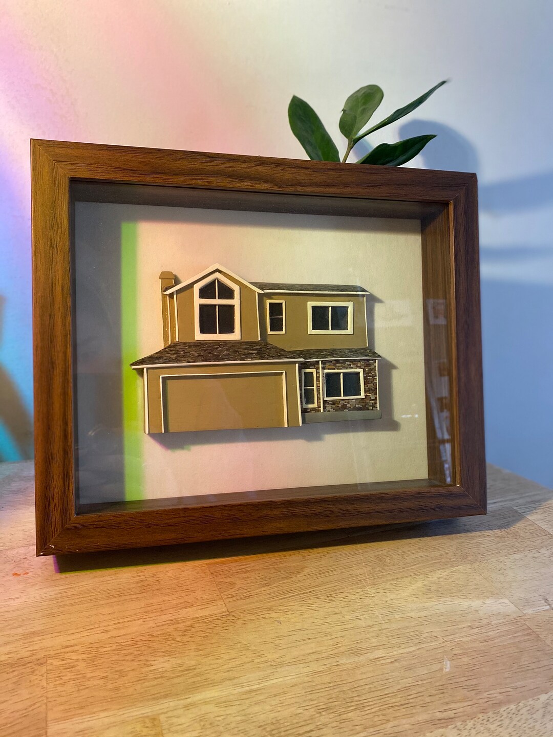Custom Wood Carving of House, Handmade Wooden Replica, Miniature House ...