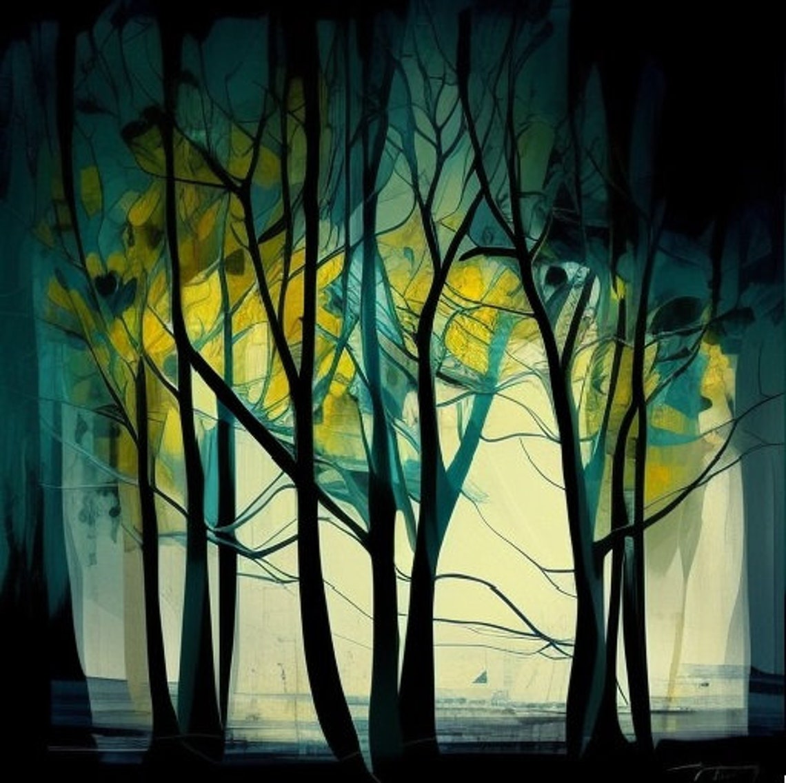 Beautiful Calming Trees - Digital Art - Handmade - for Living Space ...