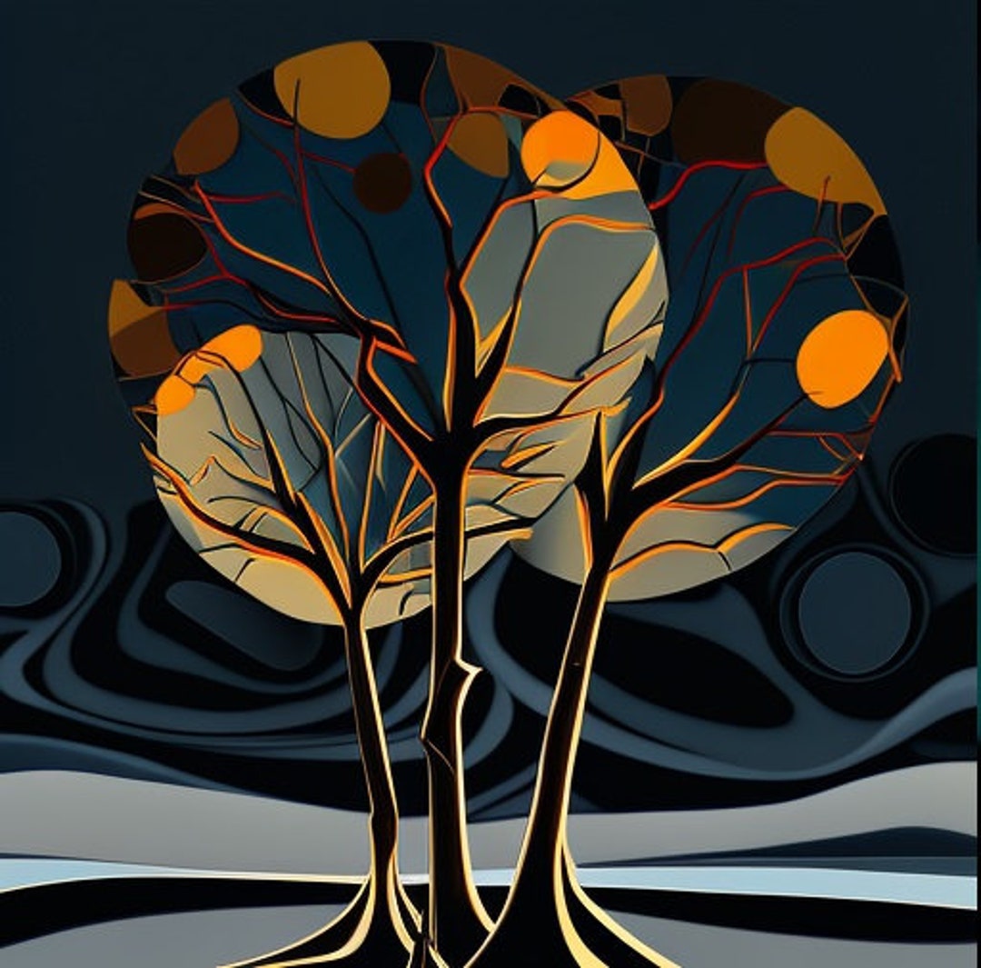 Beautiful Calming Trees - Digital Art - Handmade - for Living Space ...