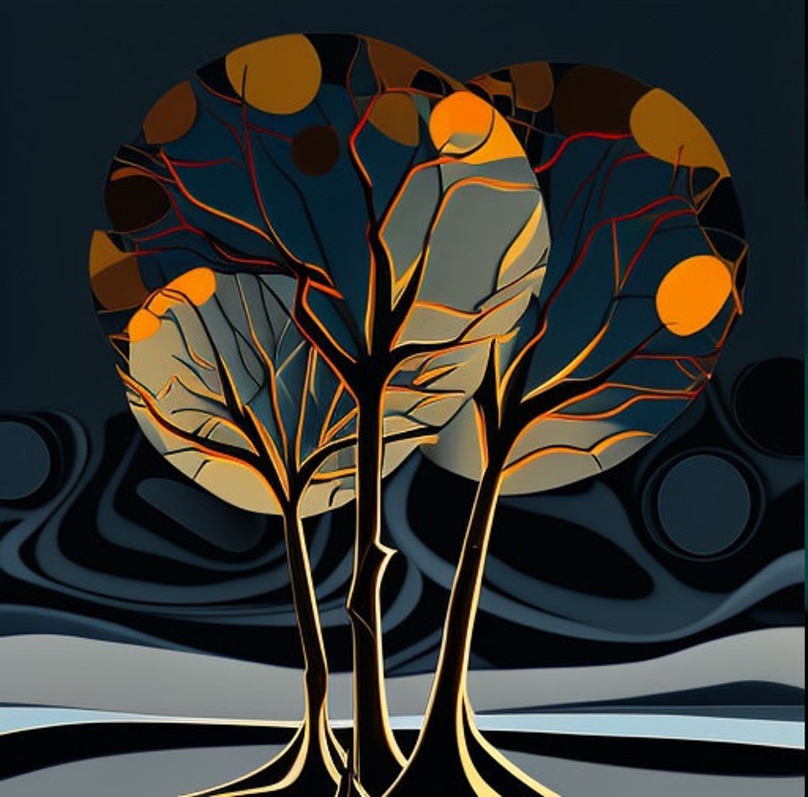 Beautiful Calming Trees - Digital Art - Handmade - for Living Space ...