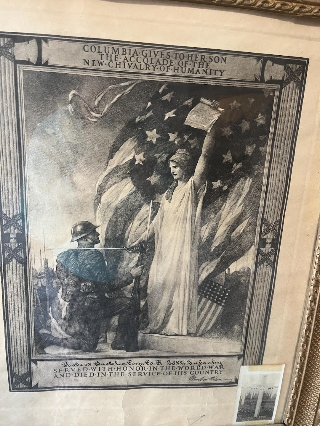 WW1 Commendation Lady Columbia Knights a Soldier of Civilization. - Etsy