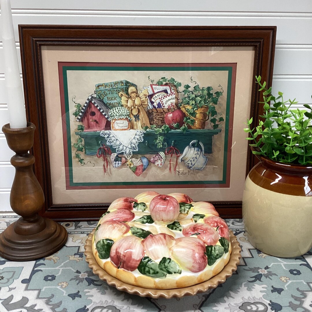 VTG BARBARA MOCK Home Interior Framed Ivy and Angel Print 16x13 Cottage ...