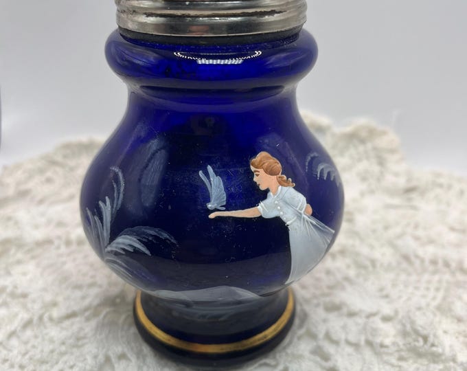 Antique Mary Gregory Cobalt Blue Glass Sugar Shaker Sifter, Glass Sugar ...