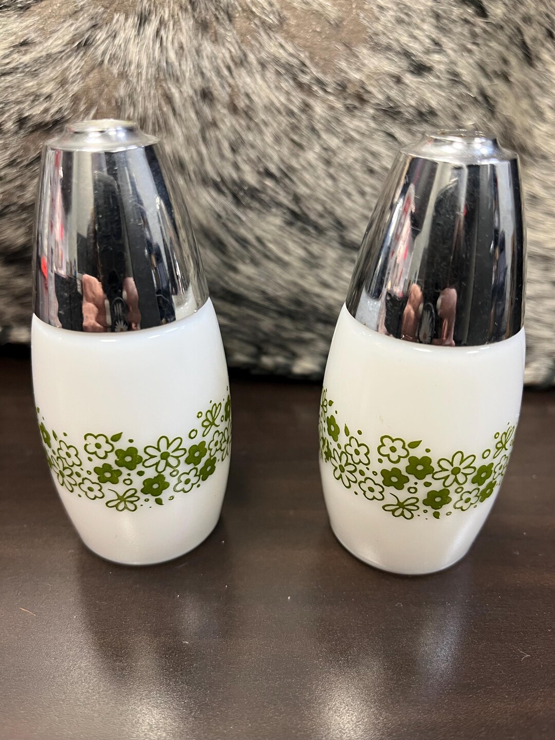 Vintage Gemco Pyrex Glass Salt Pepper Shaker Set Spring Blossom Crazy ...