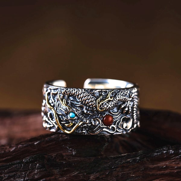 Mens Japanese Dragon Ring - Etsy