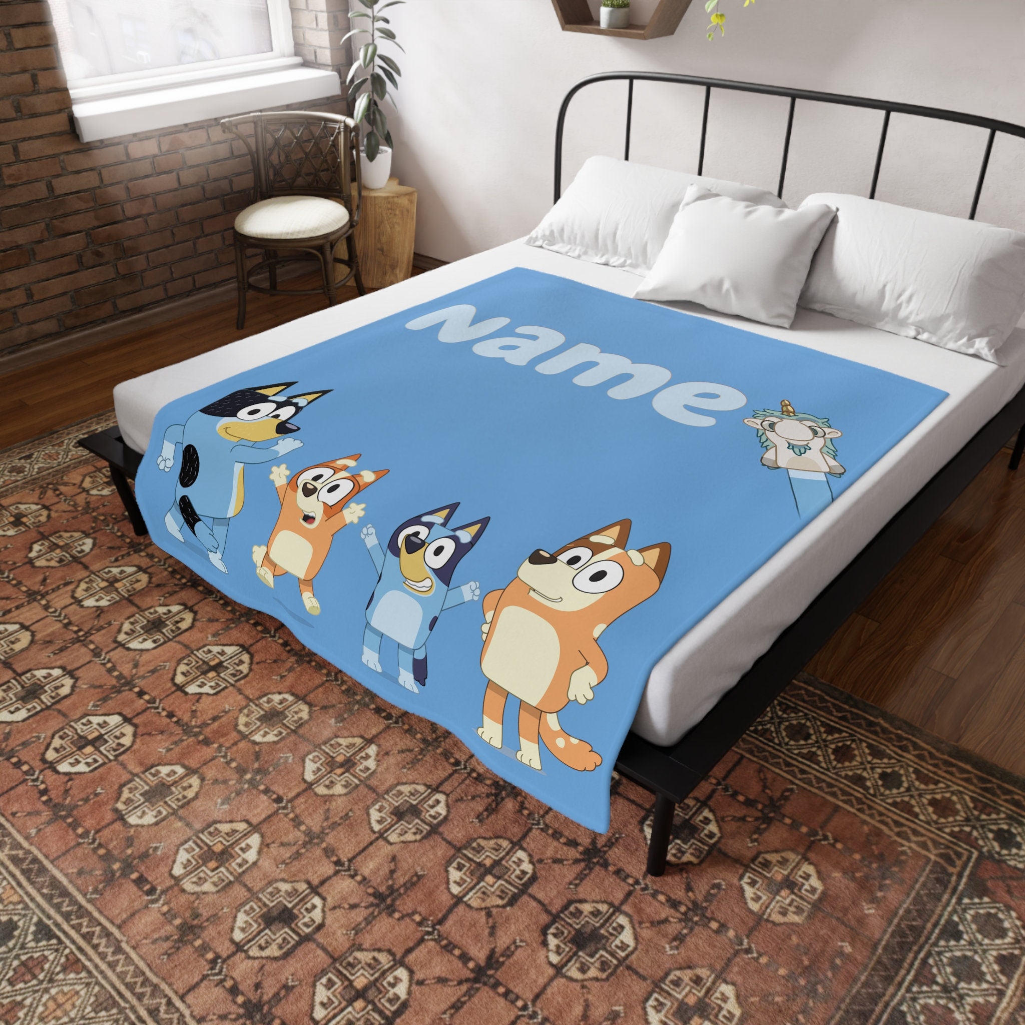 Personalized Customized Name Bluey Bingo Bandit Chilli Unicorse Fleece ...