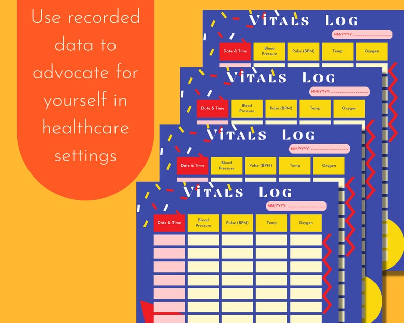 Vitals Log Digital File (alice) | for Disability, Chronic Illness ...