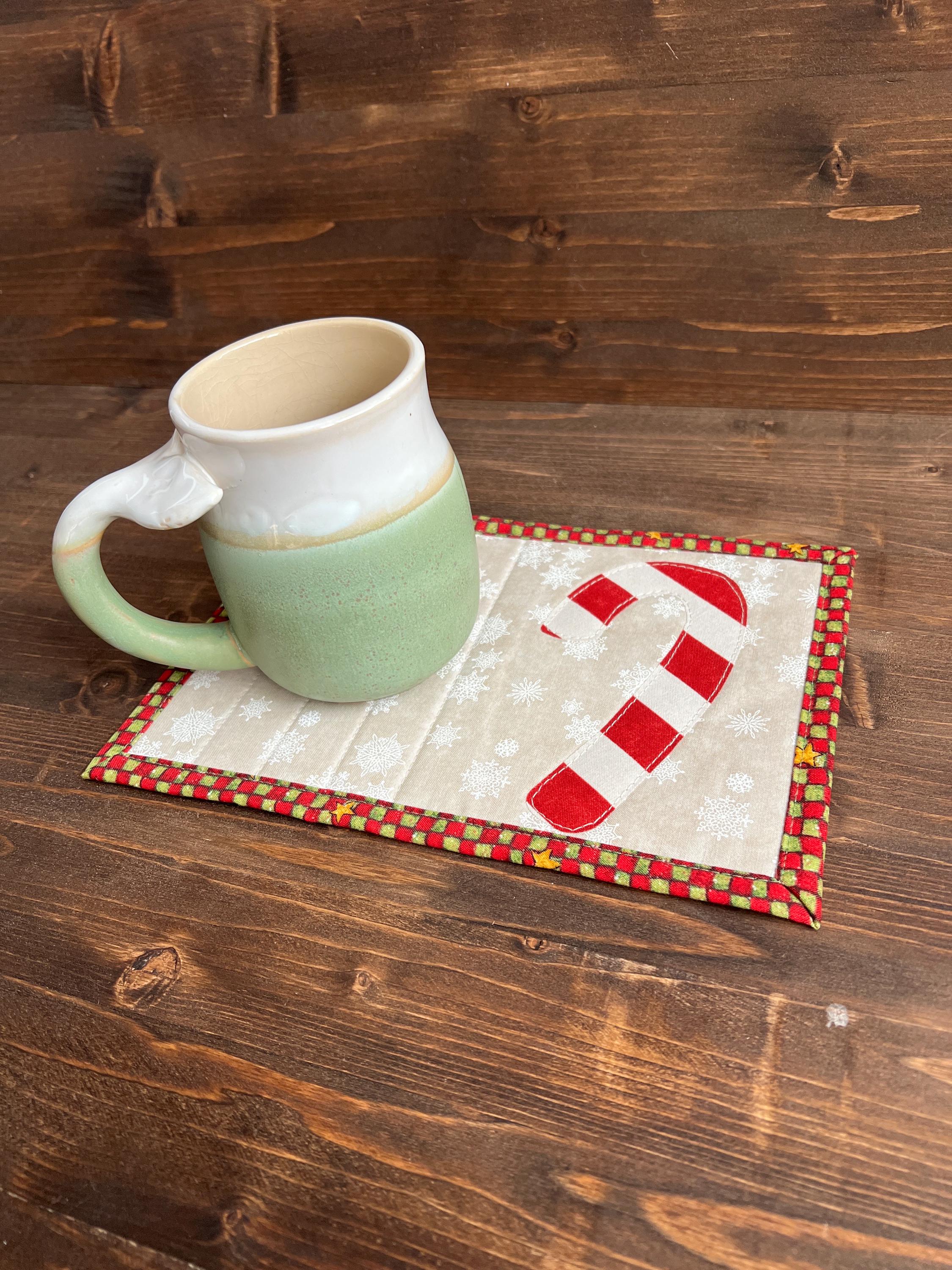 Candy Cane Mug Rug - Candle Mat - Easy Gift Idea - Etsy