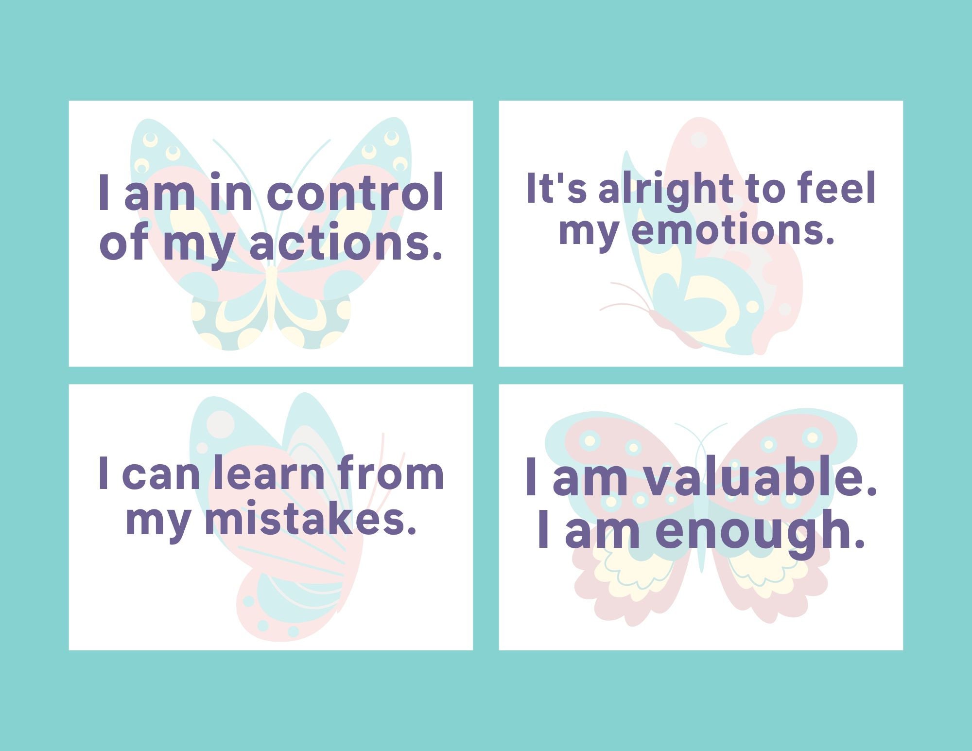 16 Kids Affirmation Cards, Positive Quote Flash Cards, Vision Board ...