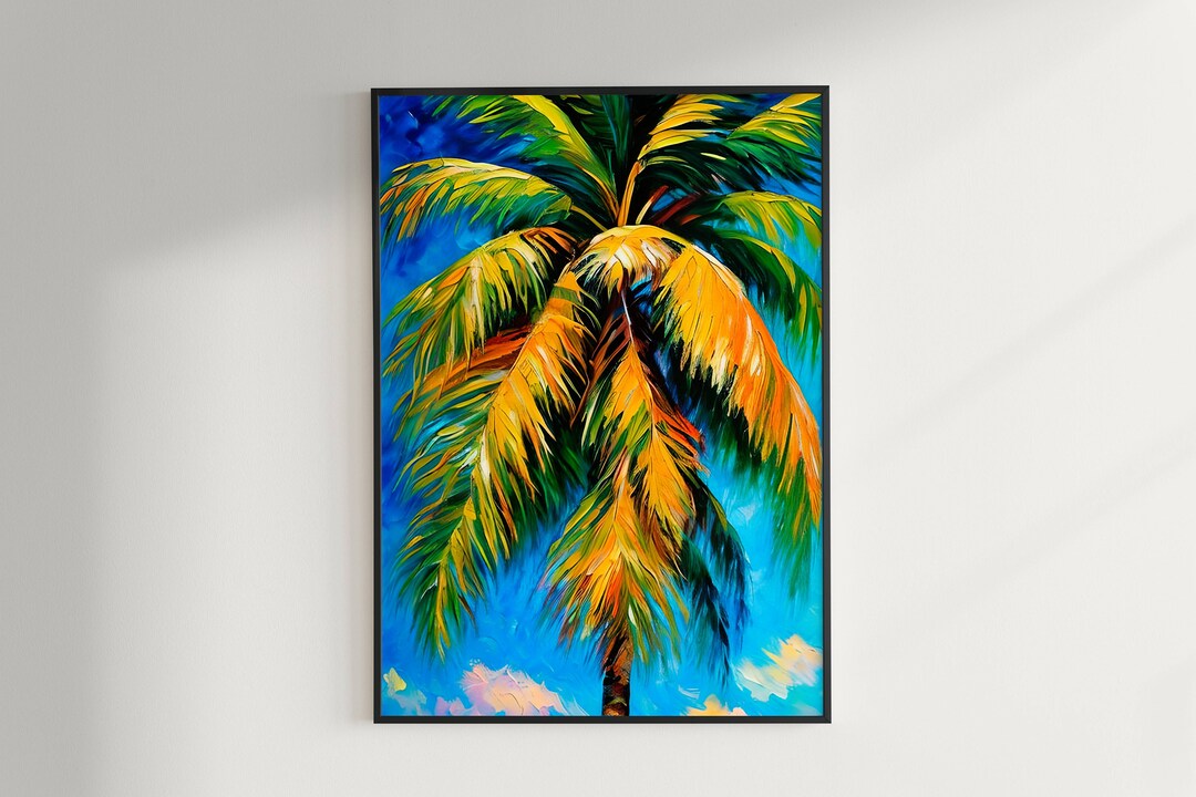 Palm Treet Digital Download, Palm Tree Oil Painting, Tropical Art ...