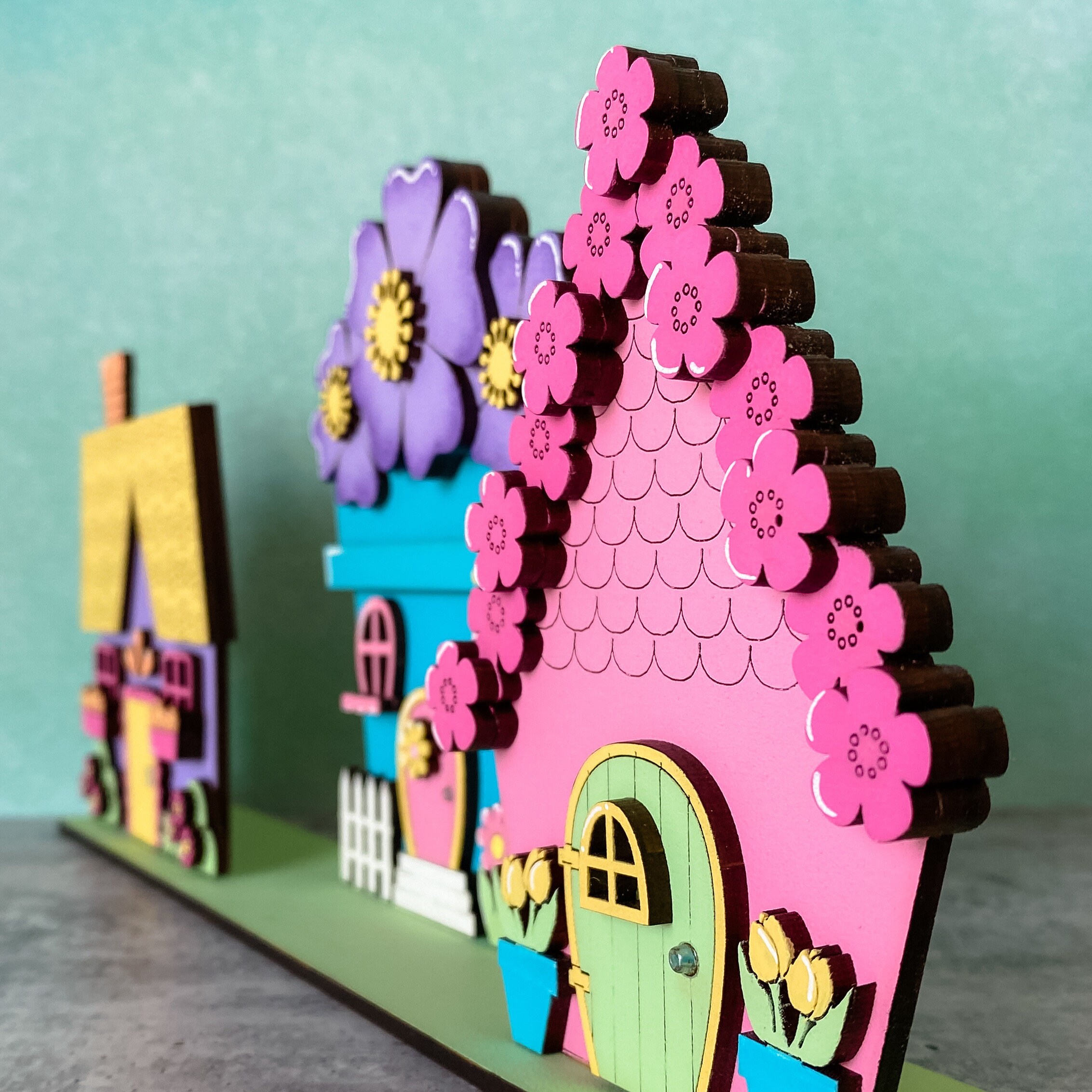 Sweet Spring Houses, Version 2 | Spring Decor | Spring Cottages - Etsy