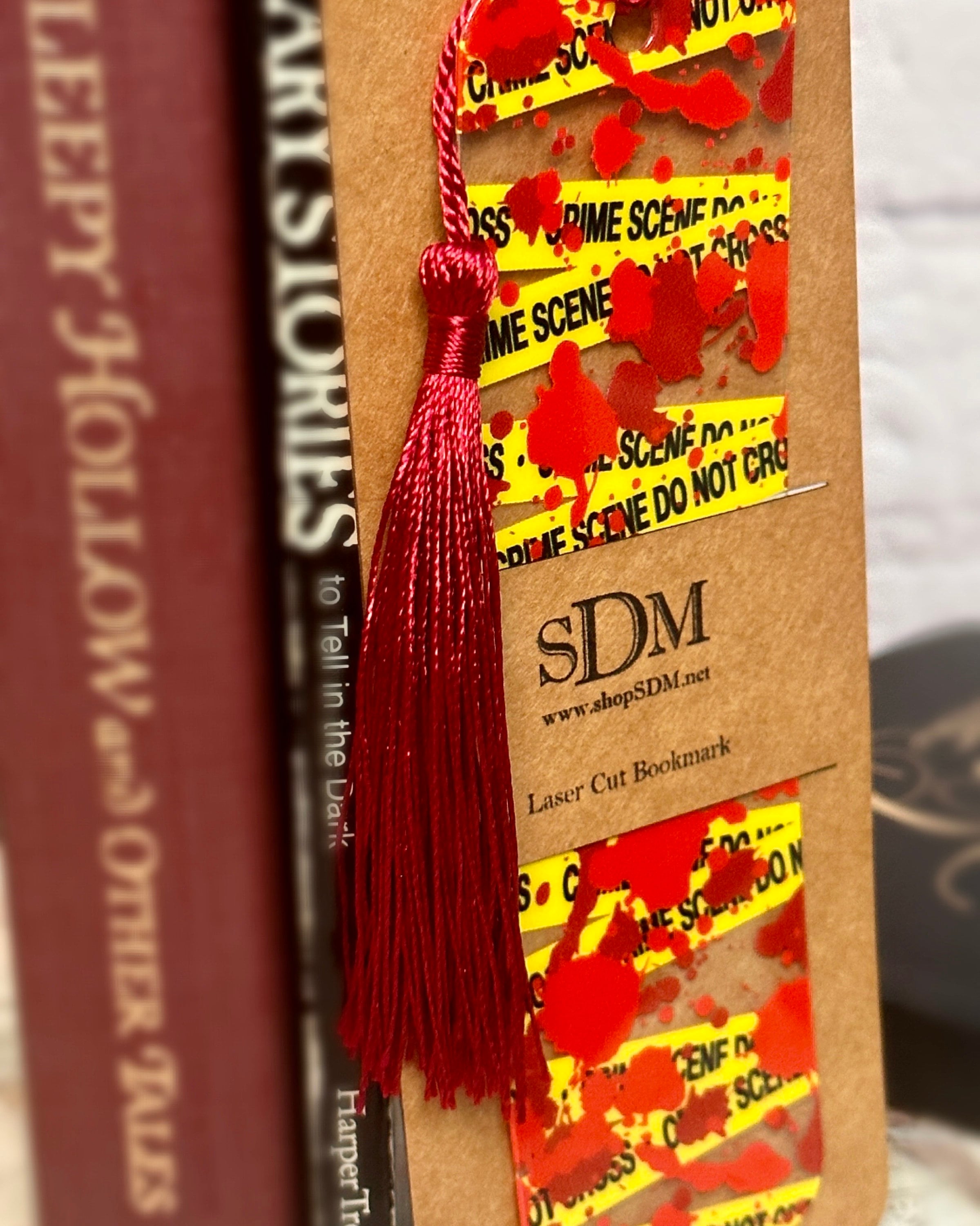 Caution Tape Bookmark Blood Splatter Bookmark, Crime Scene Bookmark ...