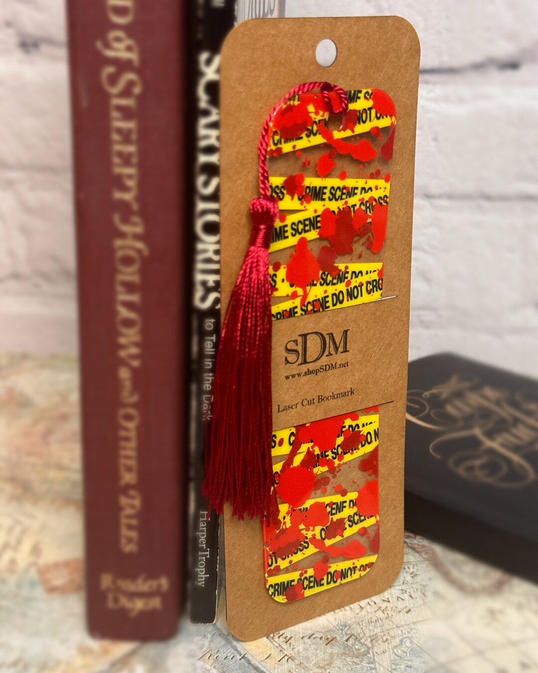 Caution Tape Bookmark Blood Splatter Bookmark, Crime Scene Bookmark ...