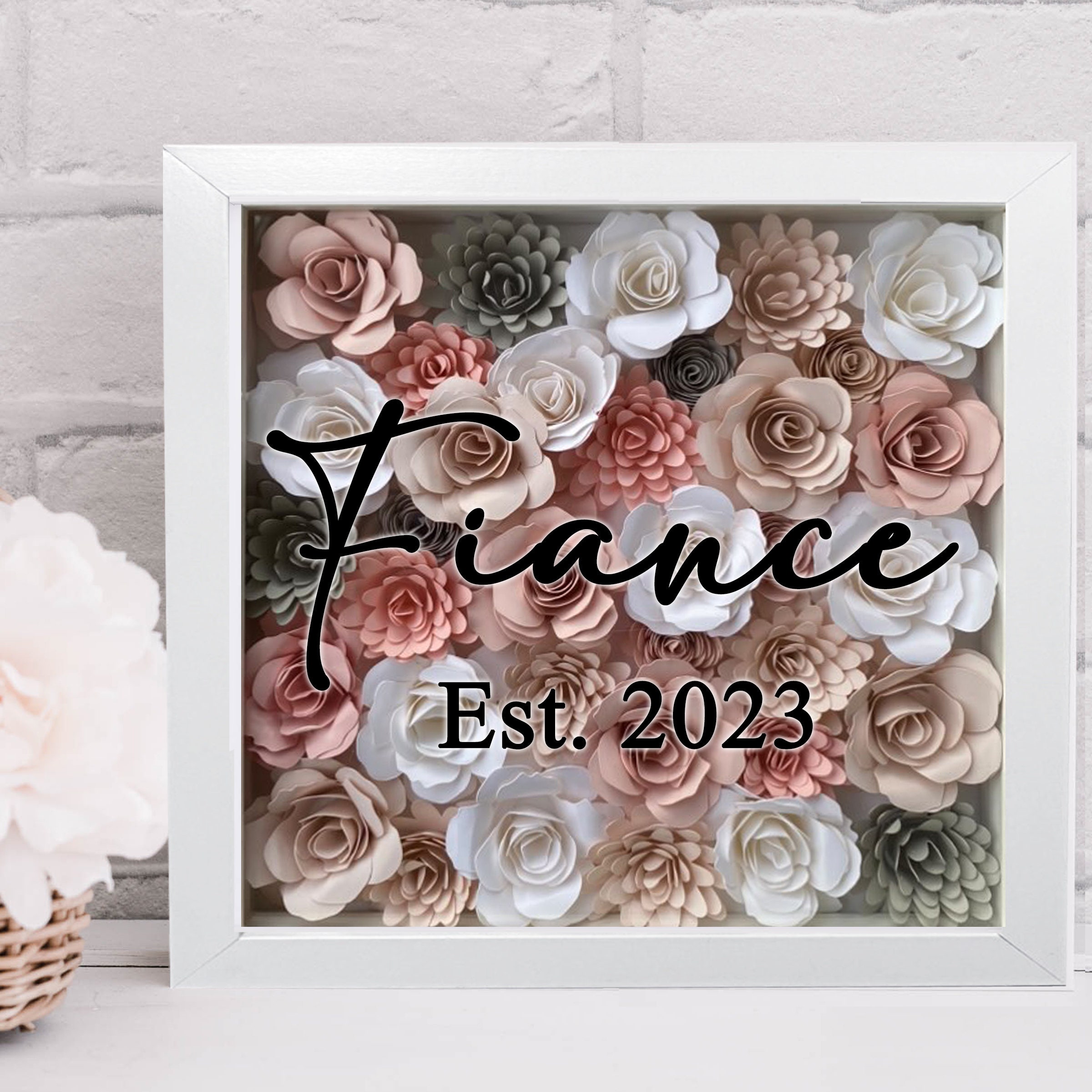 Fiancé Engagement Paper Flower Box Customizable Gift for Fiancé ...