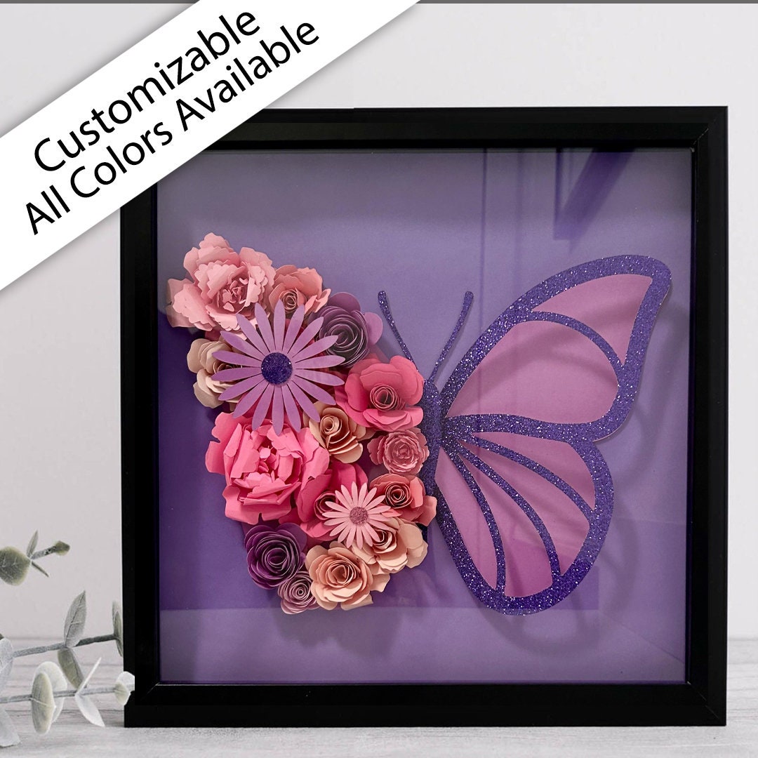 Glitter Butterfly Paper Flower Box Customizable Gift for Valentines ...