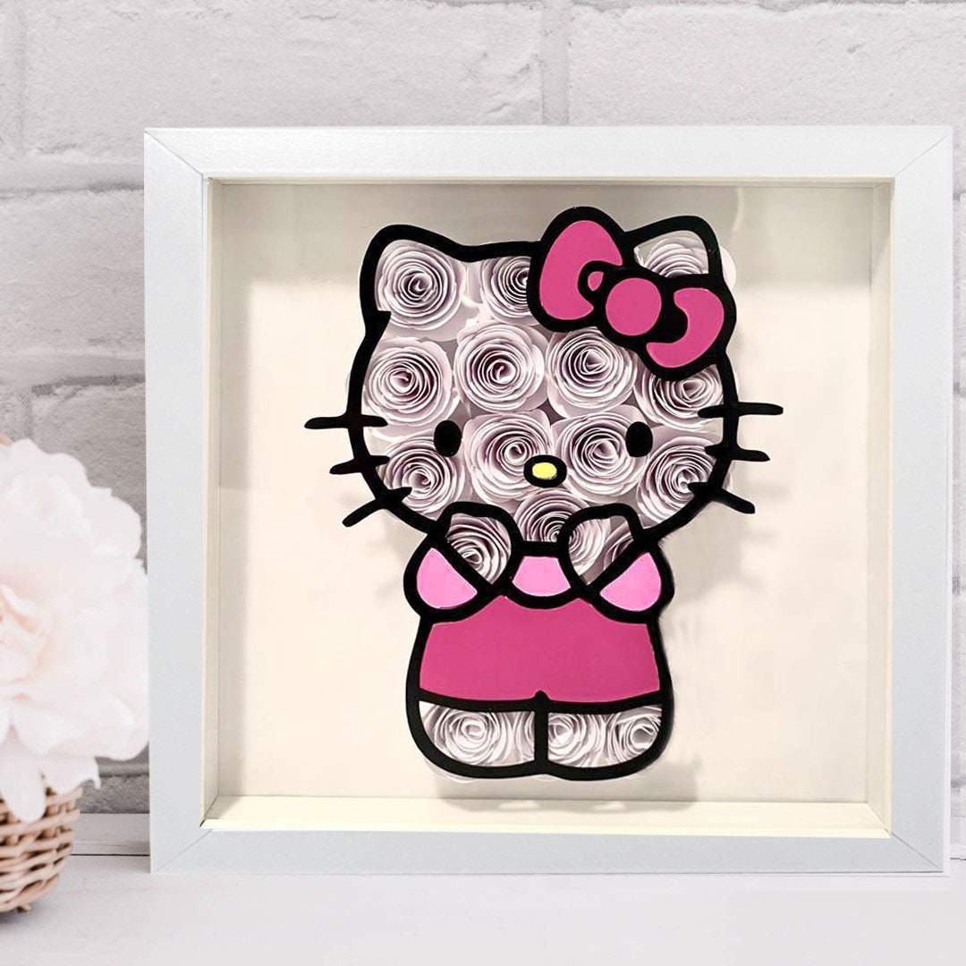 Hello Kitty Paper Flower Shadow Box: Handmade Nursery Decor - Etsy
