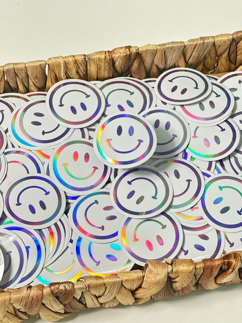 Holographic Smiley Sticker - Etsy