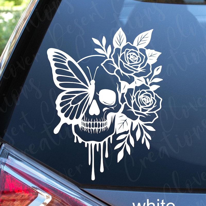 Skull Flower Decal Car - Etsy